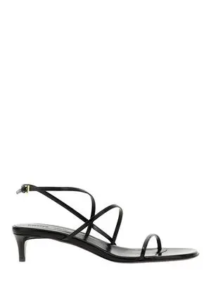 Khaite Loop Kitten Leather Sandals - Black