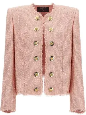 Balmain Sequin Embellished Tweed Blazer - Pink