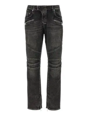 Balmain Biker Stonewashed Jeans - Gray