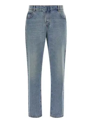 Balmain Stonewashed Denim Straight Leg Jeans - Blue