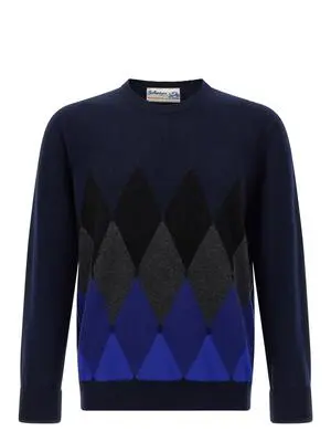 BALLANTYNE Argyle Pattern Cashmere Sweater - Blue