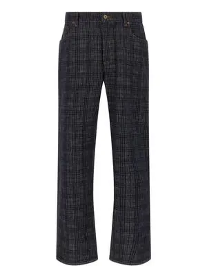 Burberry Dexter Check Jacquard Denim Jeans - Blue