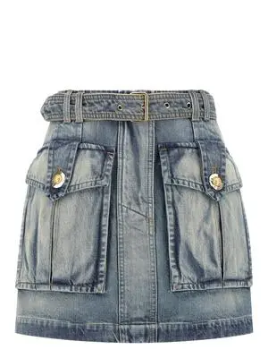 Balmain Cargo Pocket Mini Skirt - Light Blue