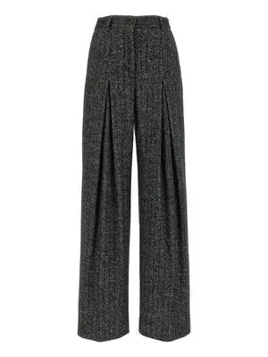Dolce & Gabbana Striped Wool Wide Leg Trousers - White/black