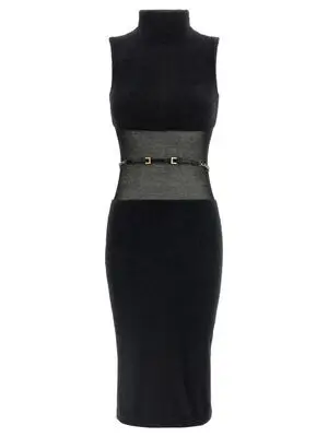 Elisabetta Franchi Gauze Insert Dress - Black