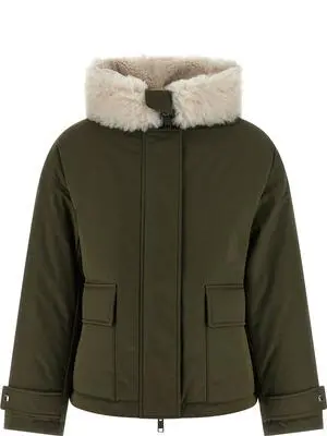 ARMY YVES SALOMON Merino Shearling Hooded Parka - Green