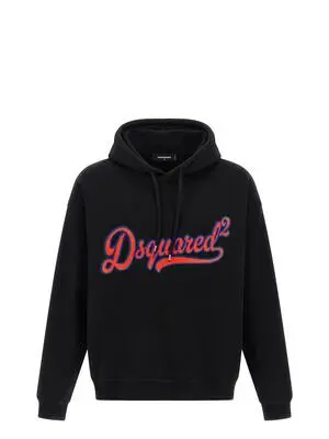 Dsquared2 Sponge Patch Relaxed Fit Hoodie - Black