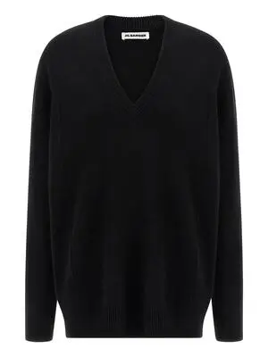 JIL SANDER V-neck Cashmere Sweater - Black