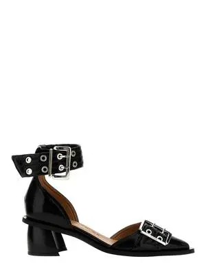 GANNI Buckle Open Cut Pumps - Black