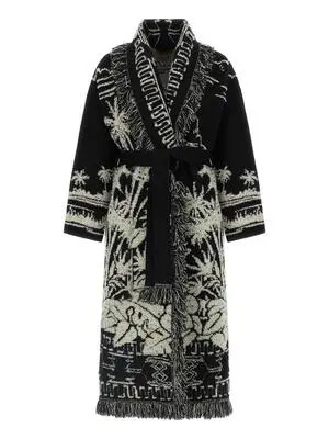 Alanui Palm Grove Tales Long Coat - White/black