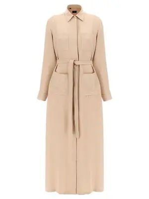 Brioni Long Sleeve Silk Cady Dress - Pink