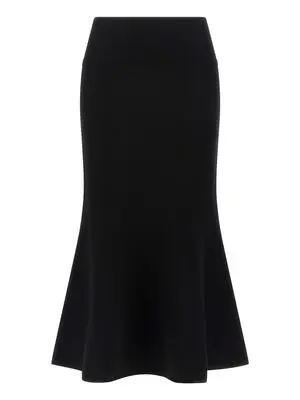 Twin-set Wool Knit Midi Skirt - Black