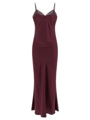 Twin-set Satin Slip Dress - Bordeaux