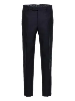Etro Jacquard Cotton And Wool Trousers - Blue