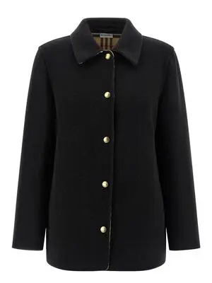 Burberry Check Lining Wool Twill Jacket - Black