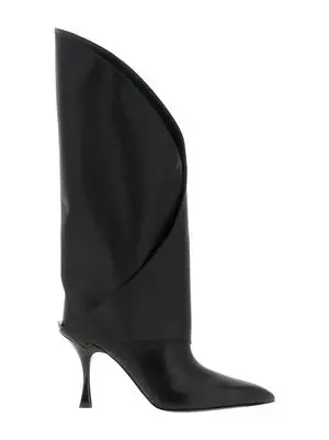 Balmain Twist Calf Leather Boots - Black
