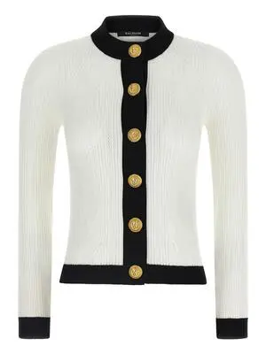 BALMAIN Two-Tone Crocheted Cardigan