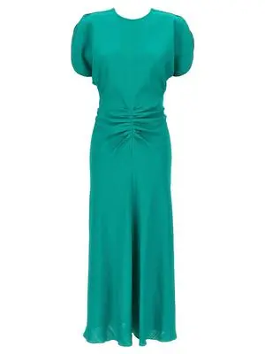 Victoria Beckham Gathered Waist Midi Dress - Green