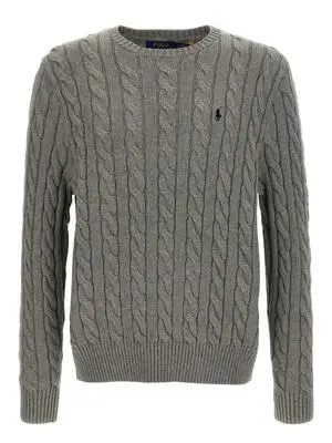Polo Ralph Lauren Cotton Braided Sweater - Gray