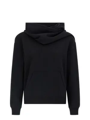 COURREGES Brushed Cotton Hoodie And Scarf - Black