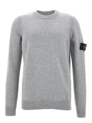 Stone Island Logo Badge Sweater Gray