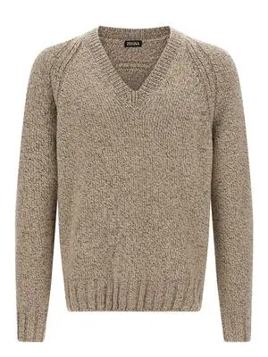 Zegna Knitted Cashmere Sweater - Beige