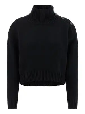 YVES SALOMON Funnel Neck Sweater - Black