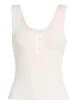 FRAME Silk Satin-trimmed Ribbed Tank - White