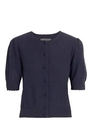 FRAME Pointelle-knit Cashmere Cardigan - Navy