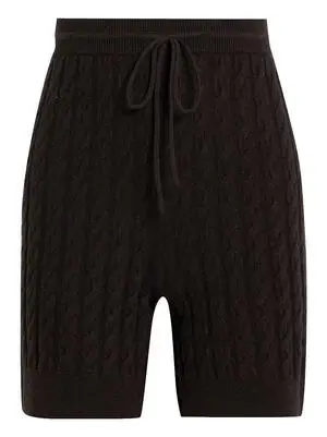 TOTEME Cable-knit Wool-cashmere Blend Shorts - Dark Brown