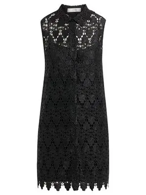 FRAME The Deco Crocheted Lace Mini Dress - Black