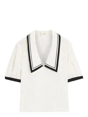 FRAME The Sailor Polkadot Silk-crepe Blouse - White
