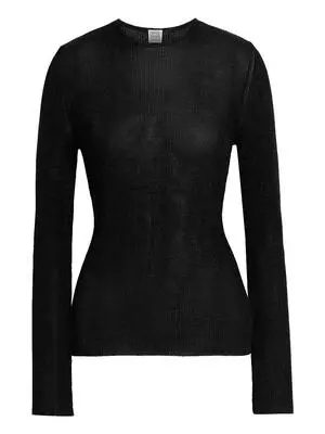 TOTEME Metallic Ribbed Cotton-Blend Sweater Black