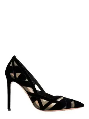 AQUAZZURA 105mm Velvet And Mesh Pumps