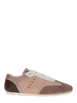 Marni Suede Panel Logo-embroidered Sneakers - Pink