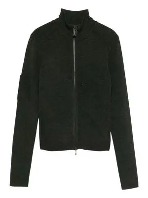 Victoria Beckham Zip-front Cardigan With Patch Pocket - Green