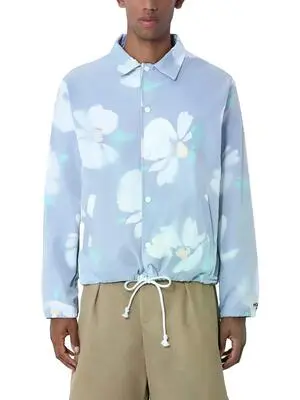 NOAH Floral-print Snap-button Overshirt - Blue