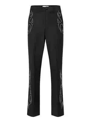 Philipp Plein Tailored Trousers With Flame Studs - Black