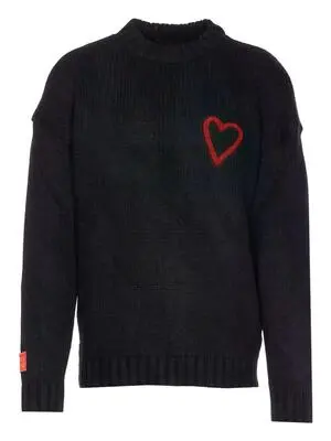 VISION OF SUPER Heart-Intarsia Jumper Black
