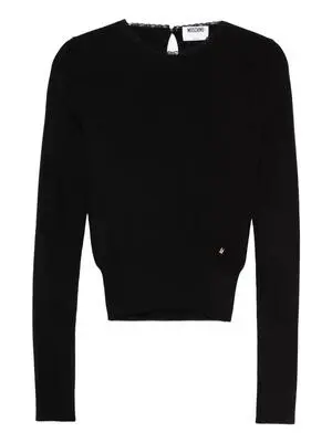 Moschino Lace-trimmed Ribbed Sweater - Black