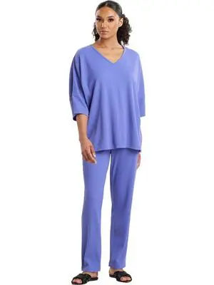 Natori Tranquility Waffle V-neck Top - Blue