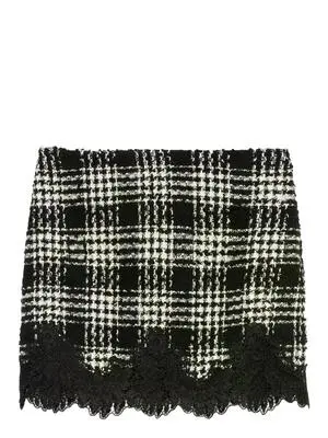 TWINSET Check-Pattern Mini Skirt With Lace Trim