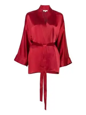 Antonelli Firenze Satin-paneled Wrap Jacket - Red