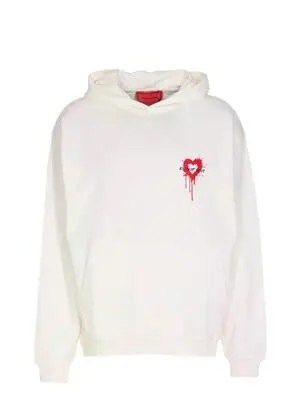 VISION OF SUPER Heart-Print Hoodie White
