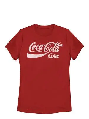 COCA COLA Distressed Classic Logos Graphic T-shirt - Red