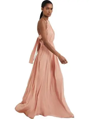 REISS Ring-detail Halterneck Maxi Dress - Pink
