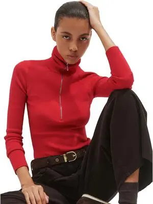 ME+EM Half Zip Jumper - True Scarlet Red