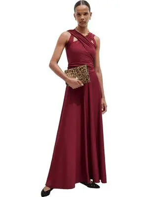 ME+EM Cross Over Front Feature Maxi Dress - Ultra Red