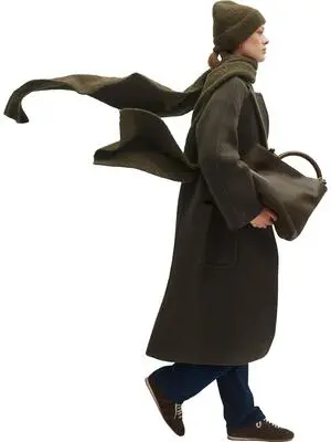 ME+EM Cocoon Coat With Belt - Olive