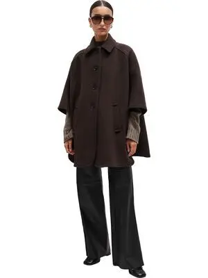 ME+EM Wool-blend Cape Coat With Engineered Seams - Double Espresso